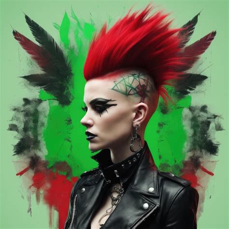 Premium Ai Image Punk Girl With A Stylish Hairstyle On A Bright