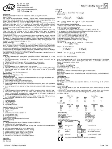 Total Iron Binding Capacity Tibc Download Free Pdf Iron