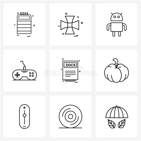 Universal Symbols Of 9 Modern Line Icons Of File Controller Android