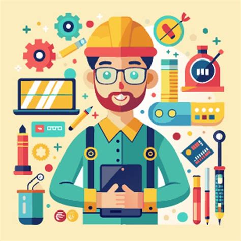 Installation Technician Vector Character Flat Style Illustration
