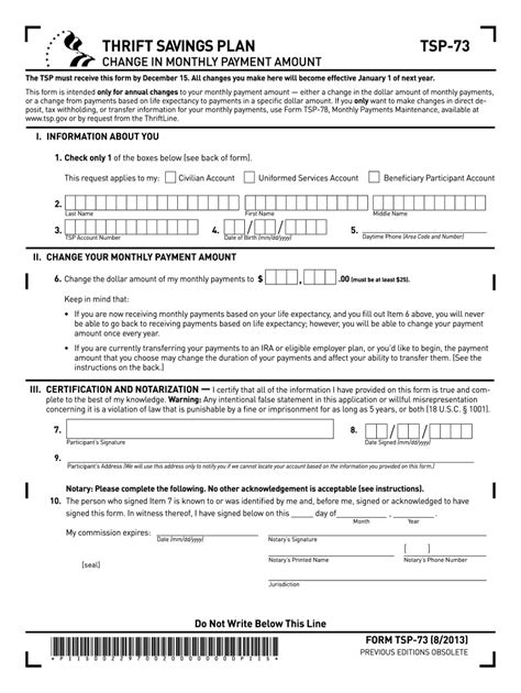 Thrift Savings Plan Tsp 73 2013 2025 Form Fill Out And Sign Printable