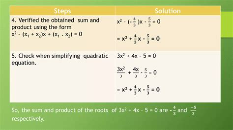Sum And Product Of The Roots Of A Pptx