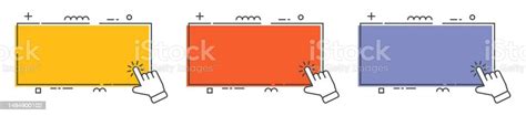 Hand Cursor With Click Here Banner Vector Set Action Button With Mouse
