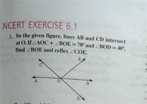 Ncert Exercise 6 1 1 In The Given Figure Lines Ab And Cd Intersect At O