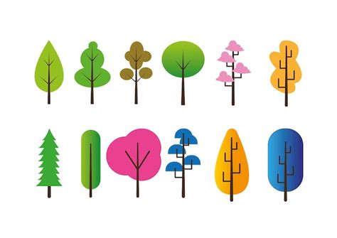 Premium Vector Set Of Trees Vector