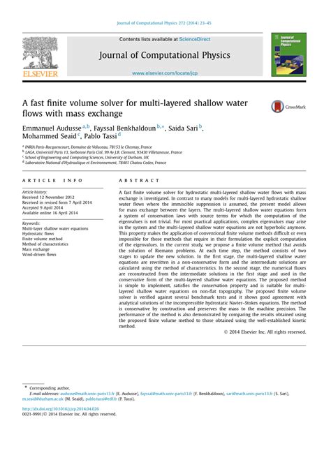 Pdf A Fast Finite Volume Solver For Multi Layered Shallow Water Flows