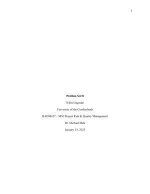 PRQM WK PS Problem Set Week Week Problem Set University Of The Cumberlands What Is