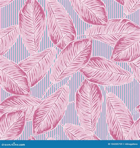 Безшовная тропическая картина с бананом выходит на Striped предпосылку
