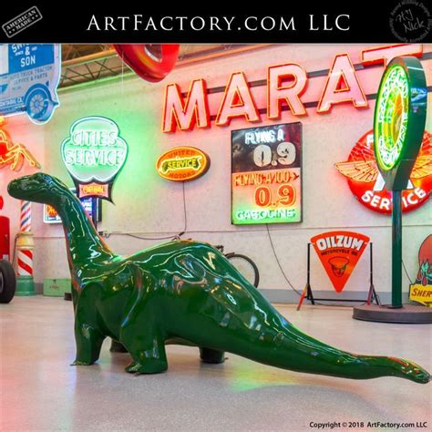 Vintage Sinclair Dinosaur Statue Rare Original 8 Foot Fiberglass Vs6343 Custom Wood Doors