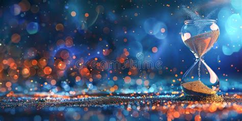 Hourglass With Glowing Particles In A Dreamy Abstract Background Of