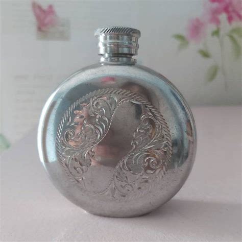 Engraved Pewter Hip Flask By E Blyde And Co England Vintage Etsy Uk Hip Flask Engraved
