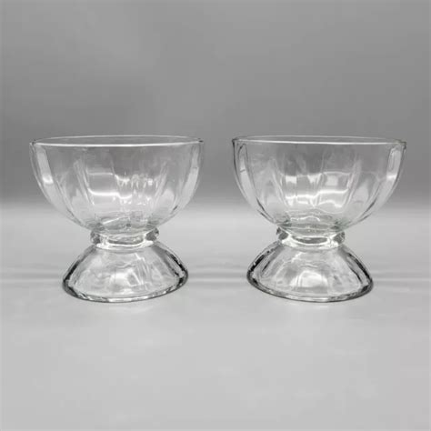 Libbey Glass Dessert Bowls Fruit Ice Cream Pedestal Footed Bowls Set Of