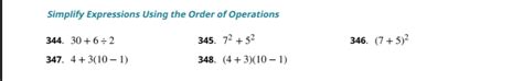 solved simplify expressions using the order of