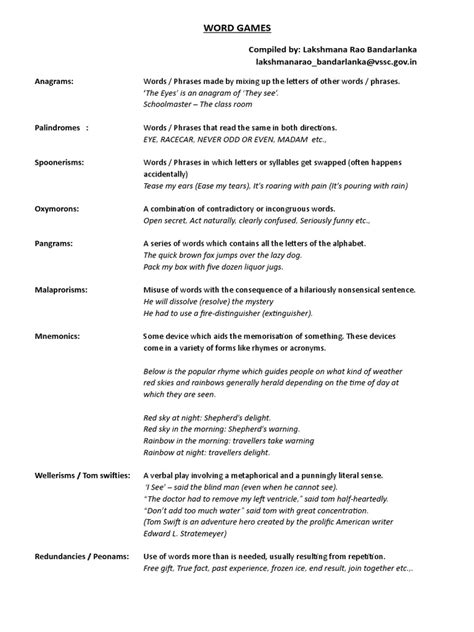 Word Games Anagrams Pdf Linguistics