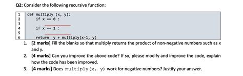 Solved Consider The Following Recursive Function 1 Fill Chegg