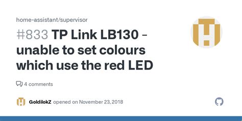 Tp Link Lb130 Unable To Set Colours Which Use The Red Led · Issue 833 · Home Assistant