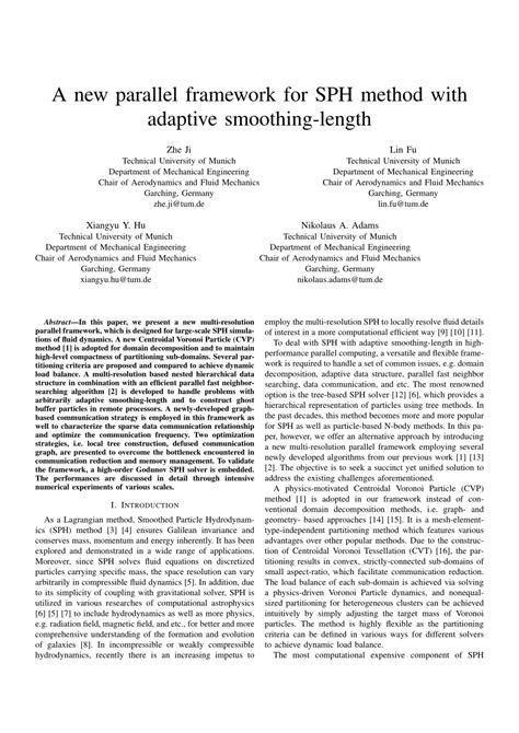 Pdf A New Parallel Framework For Sph Method With Adaptive Smoothing