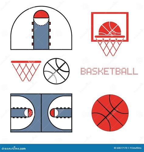 Basketball Game Objects Icons Stock Vector Image 64617170