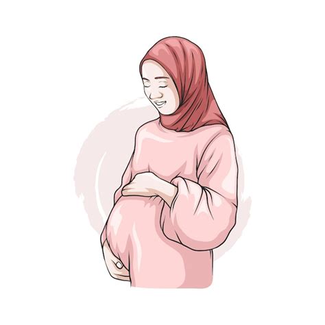 Premium Vector Hand Drawn Pregnant Hijab Woman For Mothers Day