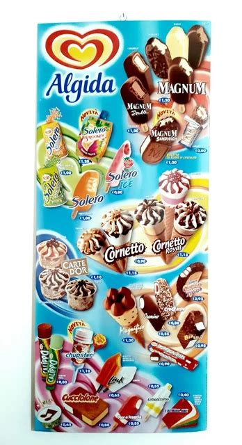 Tabella Gelati Algida Anno 2002 Bellissima Vintage Da Collezione Eur 25