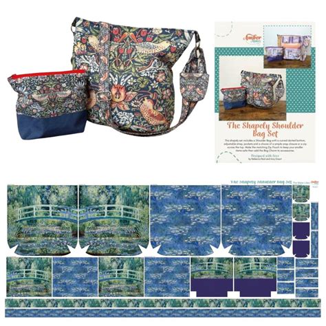 amber makes the shapely shoulder bag set the water lilies kit fabric