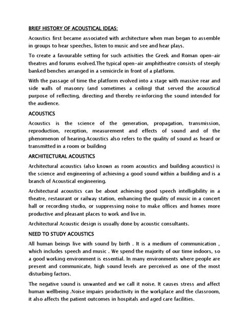 Acoustics Notes Pdf Sound Waves