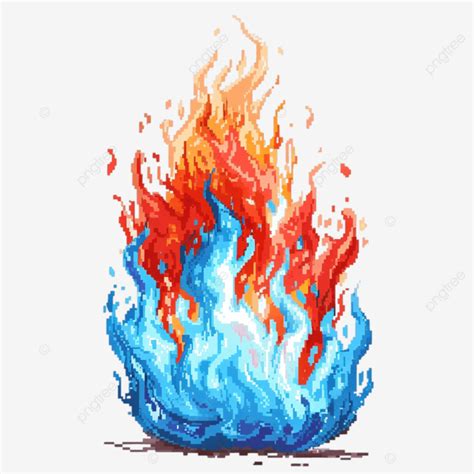 Pixel Art Fire Game Animation Blue And Red Flames Pixel Art Fire Png