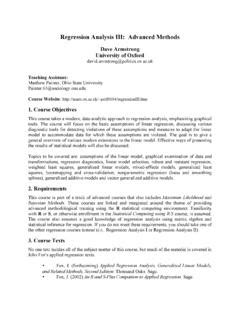 Regression Analysis III Advanced Methods Icpsr Umich Edu
