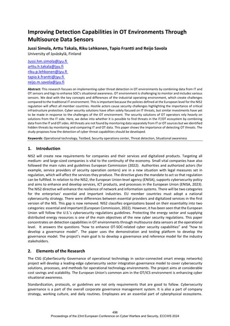 Pdf Improving Detection Capabilities In Ot Environments Through Multisource Data Sensors