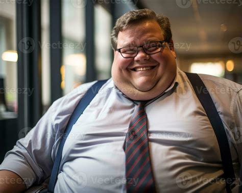 A Fat Man Wearing Glasses And A Tie Smiles For The Camera Generative Ai