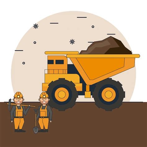 Premium Vector Mining Workers Cartoon