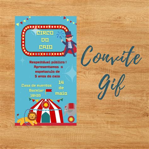 Convite Digital Tema Circo Elo7 Produtos Especiais