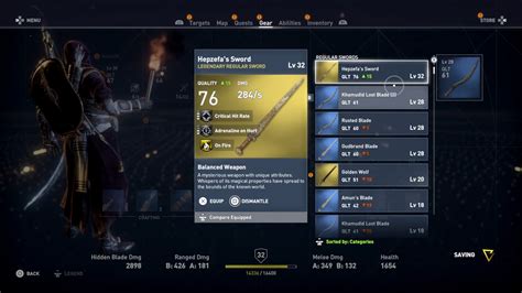Assassins Creed Origins Guide All Rare And Legendary Weapons