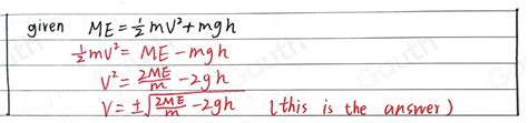 Solved The Total Mechanical Energy Of An Object With Mass M At Height