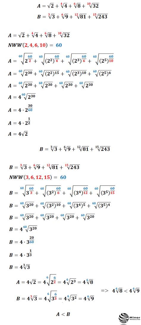 Blog matematyczny Minor Matematyka Porównywanie pierwiastków