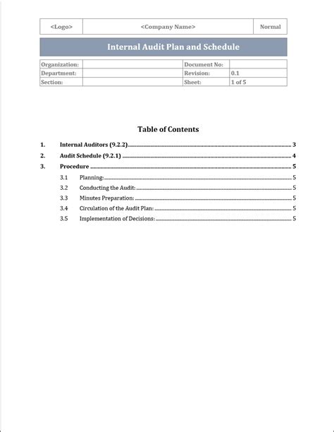 Iso 45001 Internal Audit Plan And Schedule Template Iso Templates And Documents Download