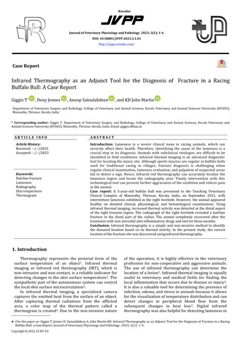Pdf Infrared Thermography As An Adjunct Tool For The Diagnosis Of Fracture In A Racing Buffalo