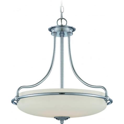 Art Deco Hanging Ceiling Pendant Light Chrome Frame Opal Glass Shade