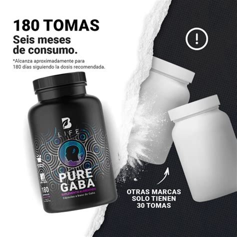 gaba de 180 cápsulas de 500mg pure gaba b life