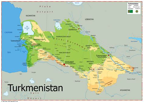 Physical Map Of Turkmenistan The Oxford Collection I Love Maps