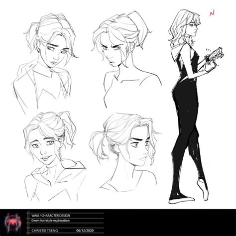 Gwen Stacy Concept Art For Spider Man Across The Spider Verse By Christie Tseng Action Poses