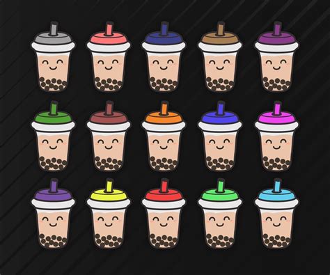 16 Kawaii Boba Tea Svg Png Set Bubble Tea Kawaii Cute Bubble Tea Clip