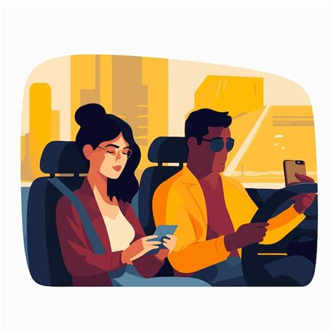 Interação entre motorista de táxi e passageiro no assento da frente