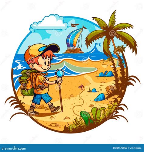 Geocaching Gps Device With Track To A Cross Cartoon Vector