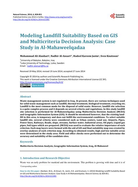 Pdf Modeling Landfill Suitability Based On Gis And Multicriteria
