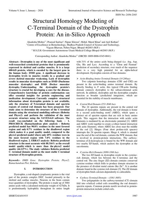 Pdf Structural Homology Modeling Of C Terminal Domain Of The Dystrophin Protein An In Silico