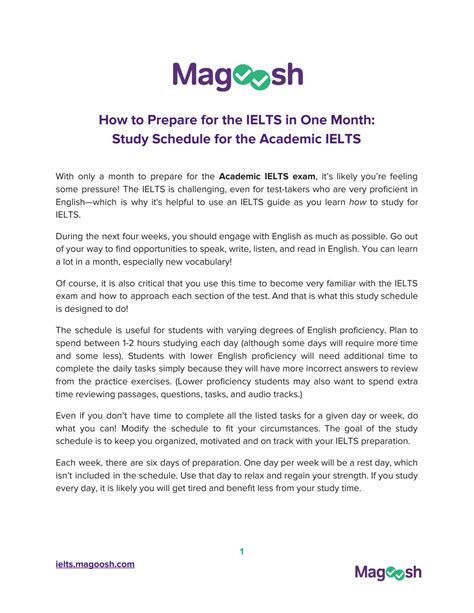 Solution One Month Study Schedule Academic Ielts Studypool