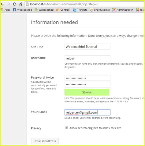 ওযরডপরস ইনসটল এব কনফগর Wordpress Install Configure Tutorial in Bengali