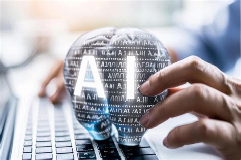 Hand Holding A Crystal Ball With Ai Symbols Representing The