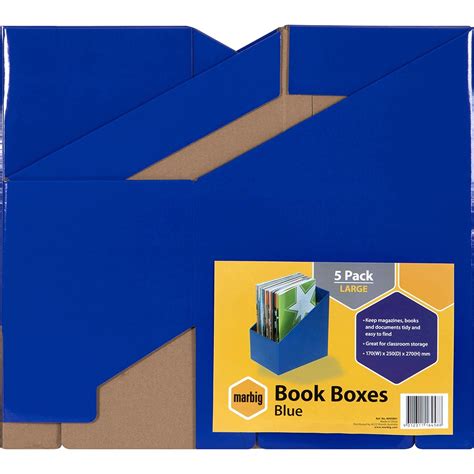 Marbig Book Boxes Large 170w X 250d X 270mmh Blue Pack Of 5 Your Home